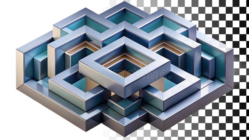 Abstract Maze Labyrinth Structure Blue Gray Metallic Path Png ...