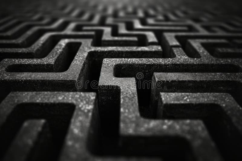 Abstract Maze Labyrinth Wallpaper, Black Labyrinth Background Stock ...