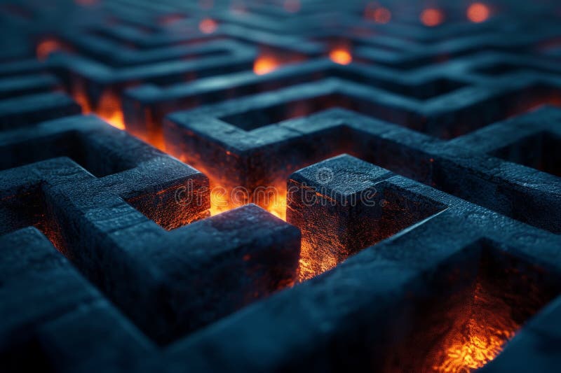 Abstract Maze Labyrinth Wallpaper, Black Labyrinth Background Stock ...