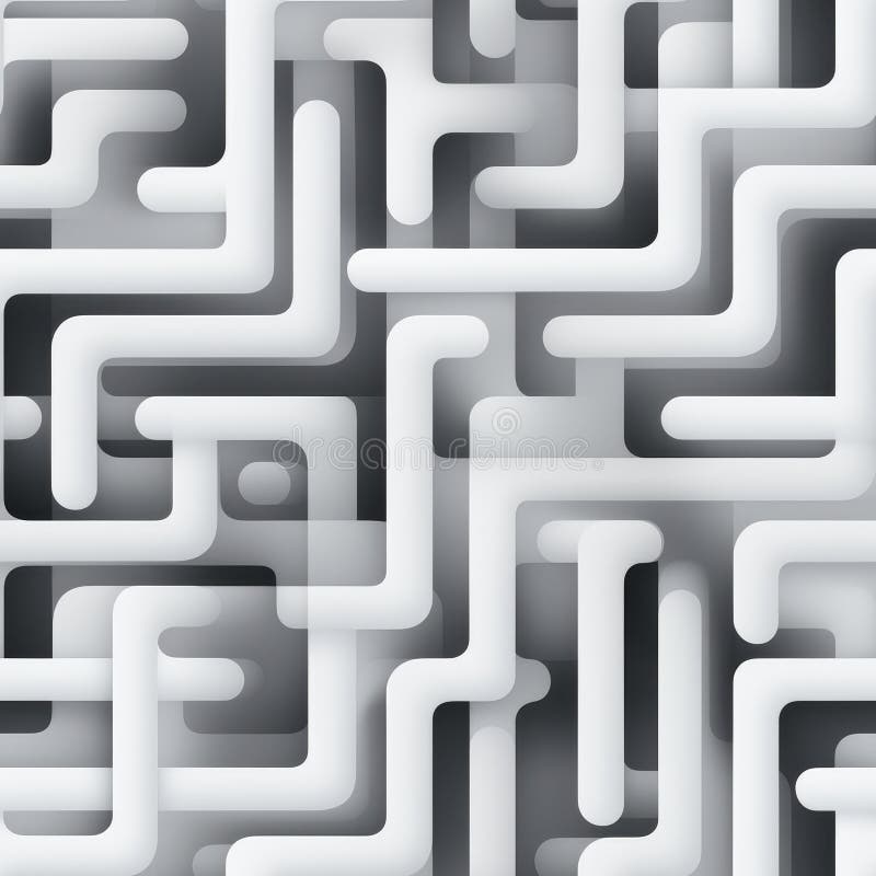 Abstract Maze Pattern in Monochrome Shades with Varying Thickness Stock ...