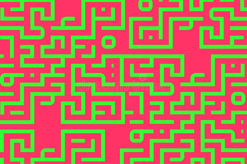 Abstract Maze Pattern in Vivid Green and Pink Colors Showcasing Complex ...