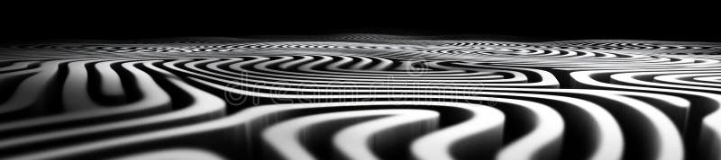 Winding Maze with Distorted Black and White Lines Creating an Abstract ...