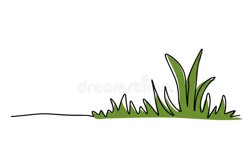 Abstract Meadow Line with Grass. Continuous One Line Drawing. Vector ...