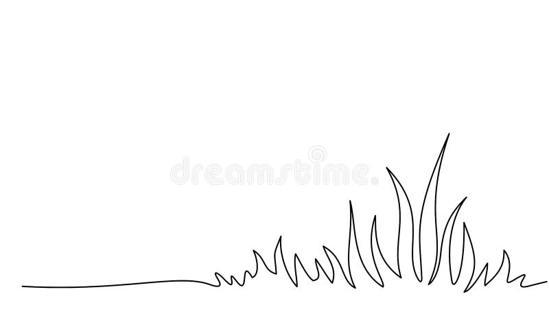 Abstract Meadow Line with Grass One Line Drawing Stock Vector ...
