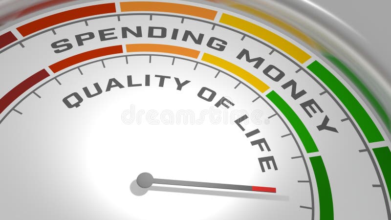Abstract Measuring Device. Influence of Spending Money on Quality of ...