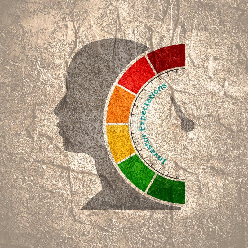 Abstract Measuring Device Panel of Investor Expectations and Human Head ...