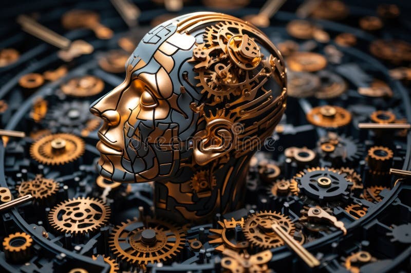Abstract Mechanical Brain with Gears. Stock Illustration - Illustration ...
