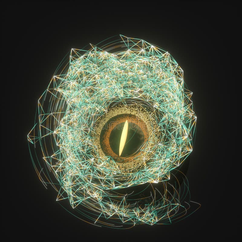Abstract Mechanical Eyeball with High-tech Line, 3d Rendering Stock ...