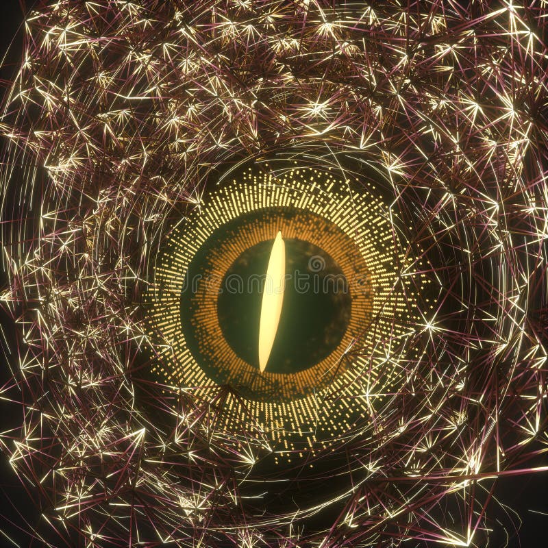 Abstract Mechanical Eyeball with High-tech Line, 3d Rendering Stock ...