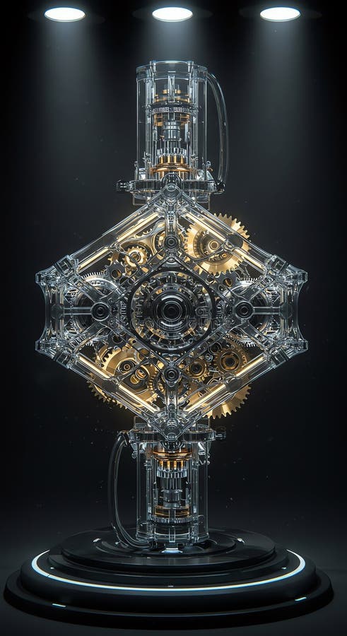 Abstract Mechanical Structure with Gears and Lights Stock Illustration ...