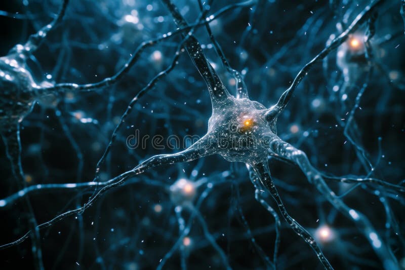Abstract Medical Background. Neurons Brain Cells. Network of Neurons in ...