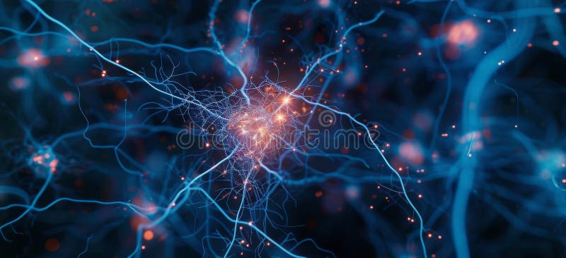 Abstract Medical Background. Neurons Brain Cells. Network of Neurons in ...