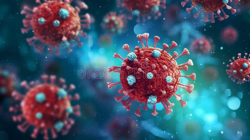 Abstract Medical Background with Virus Cells. Generative AI. Stock ...