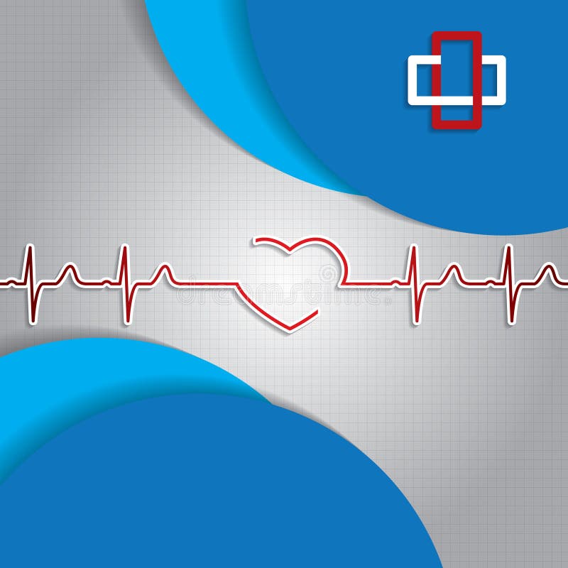 Abstract Medical Heartbeat Sign Blue Background Stock Vector ...