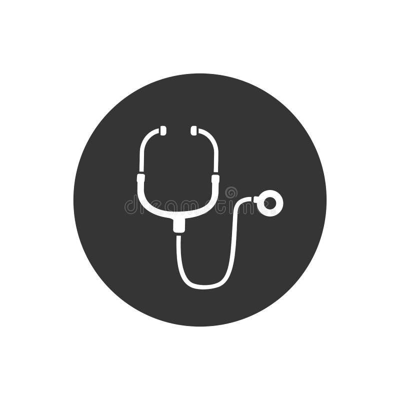 Abstract Medical White Icon with Stethoscope, Vector Illustration on ...