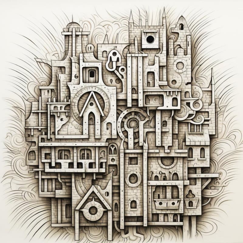 Abstract Medieval Art with Random Pencil Doodle Lines Texture Stock ...