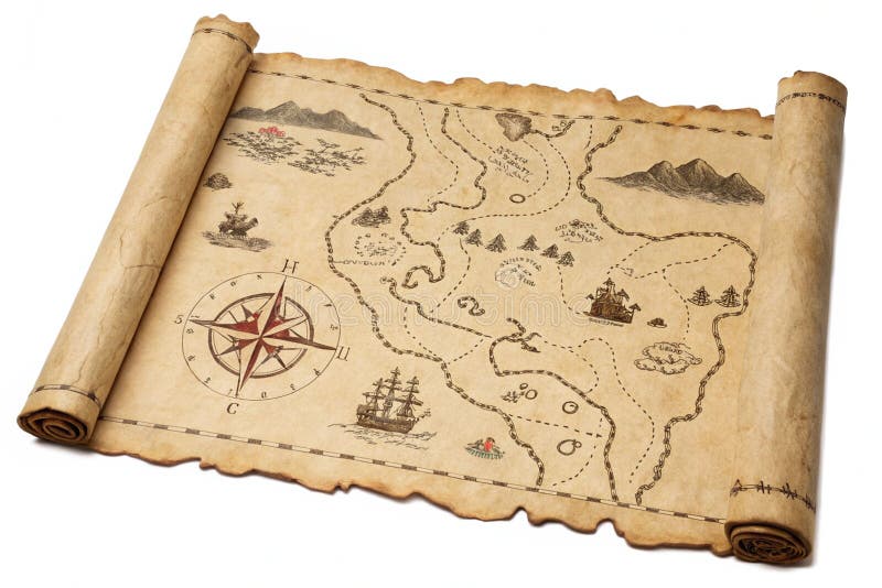 Abstract Medieval Nautical Map Scroll â€ Pirate Treasure Design Stock Illustration ...