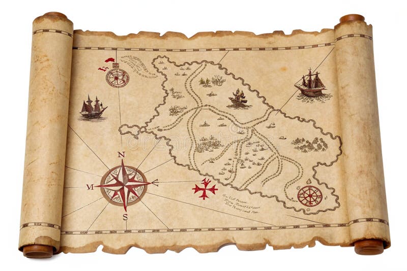 Abstract Medieval Nautical Map Scroll â€ Pirate Treasure Design Stock ...