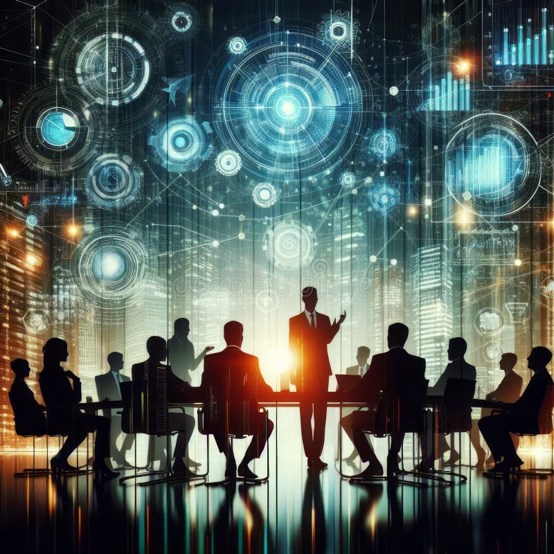 Abstract Meeting Around a Table Stock Illustration - Illustration of ...