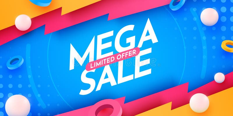 Abstract Mega Sale Banner or Poster Design. Special Offer Composition ...