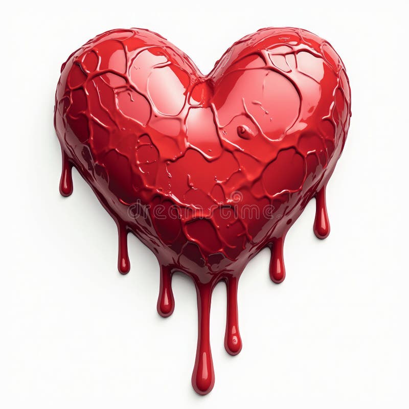 Abstract Melting Heart with Dripping Paint Effect on a White Background Stock Illustration ...