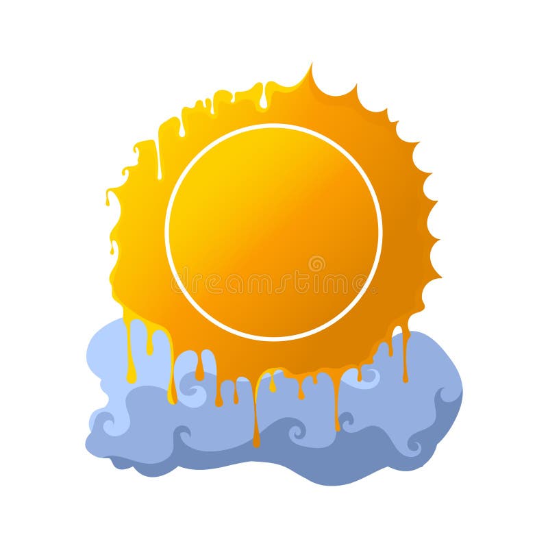 Abstract Melting Sun Symbol with Cloud. Hot Summer Vector Illustration ...