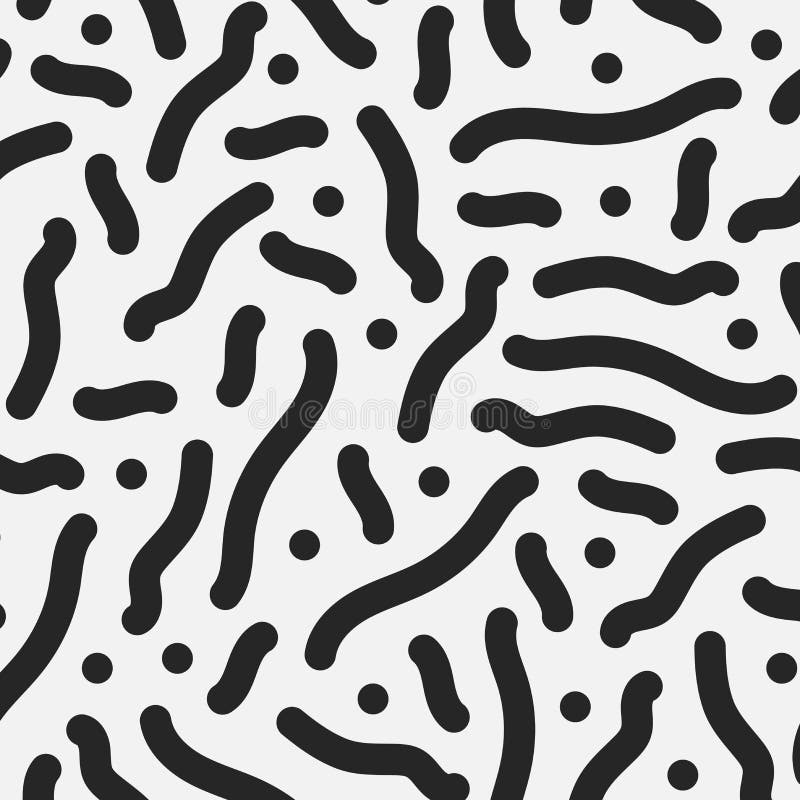 Memphis Black and White Seamless Pattern. Geometric Objects with ...