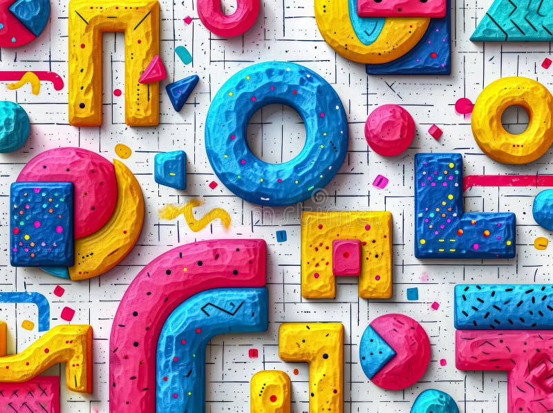 Memphis Design Inspired Illustrations Stock Photo - Image of form ...