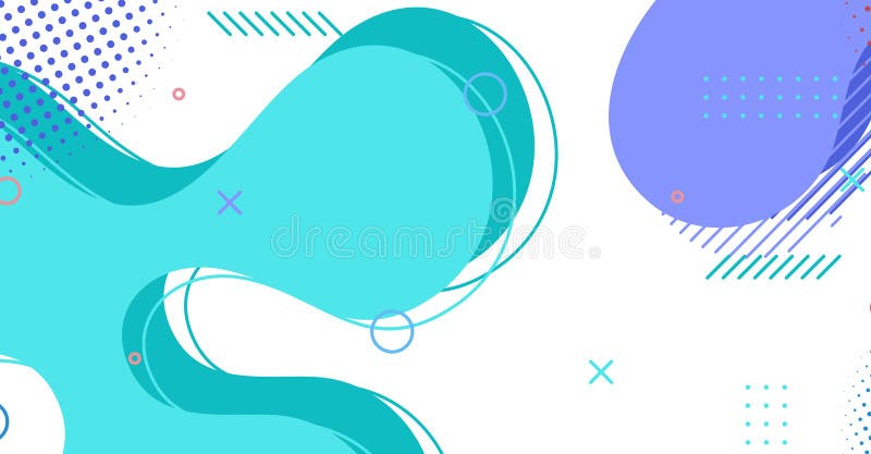 Abstract Memphis Style Liquid Wave with Colorful Background Stock ...