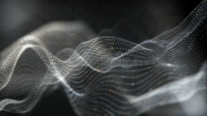 Abstract Mesh Black and White Digital Particles Wave Stock Video ...