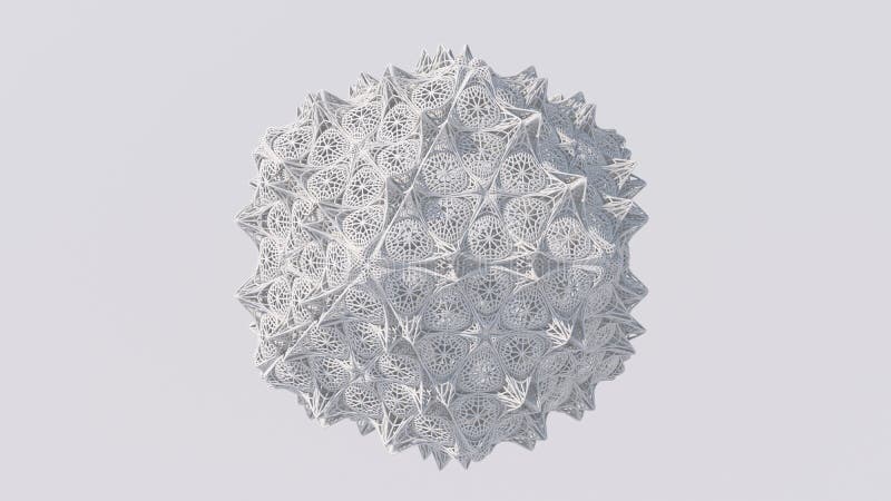 Abstract Mesh Fractal Array. White Monochrome Illustration, 3d Render ...