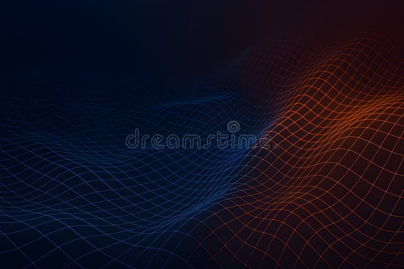 Abstract Mesh Grid with Illuminated Lines in Blue and Orange Creates ...