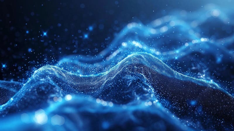 Abstract Mesh Particles Blue Technology Background. Big Data, Computer ...