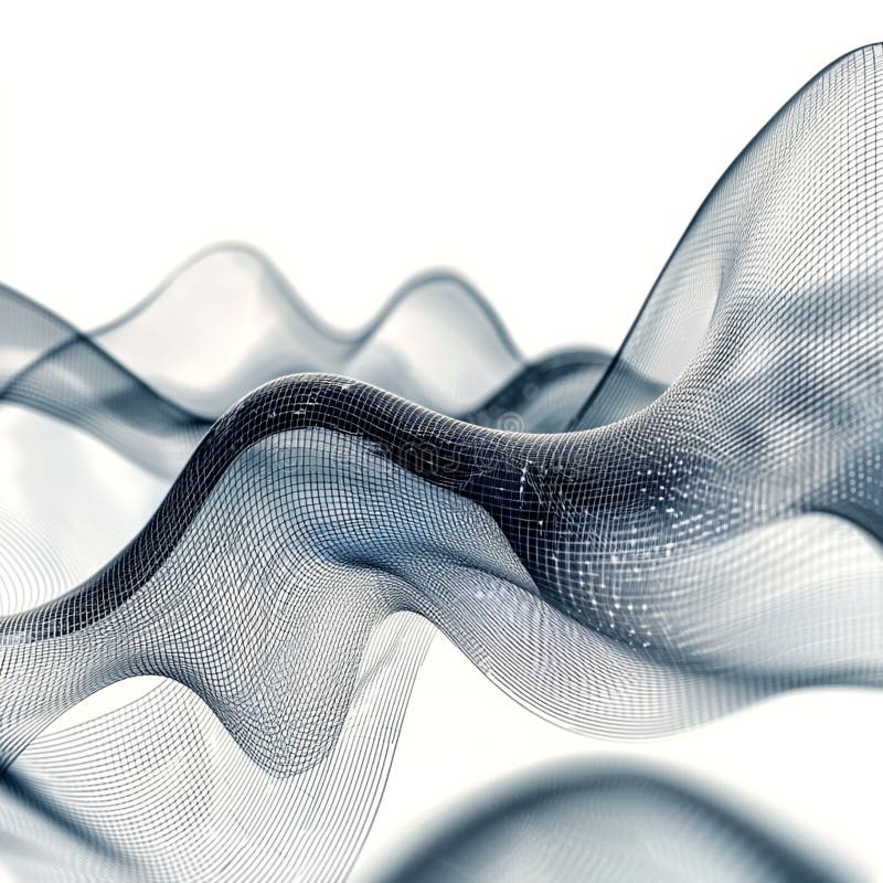 Abstract Mesh Rendering Waves on White Background Design Art Isolated ...