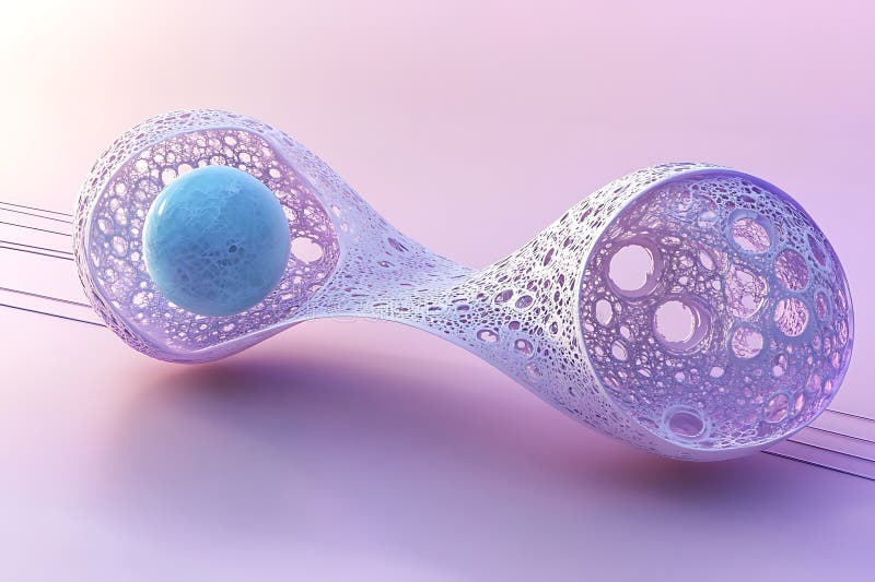 Abstract Mesh Structure with Sphere Inside, Complex Hole Pattern, Soft ...