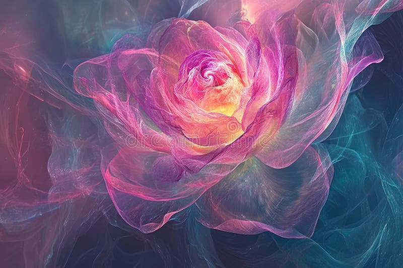 Abstract and Mesmerizing Images with a Pink Rose Stock Illustration ...