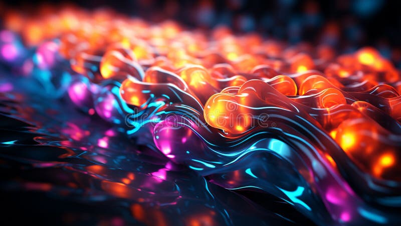 Abstract Mesmerizing Patterns in Neon Coral and Turquoise Blue Stock ...