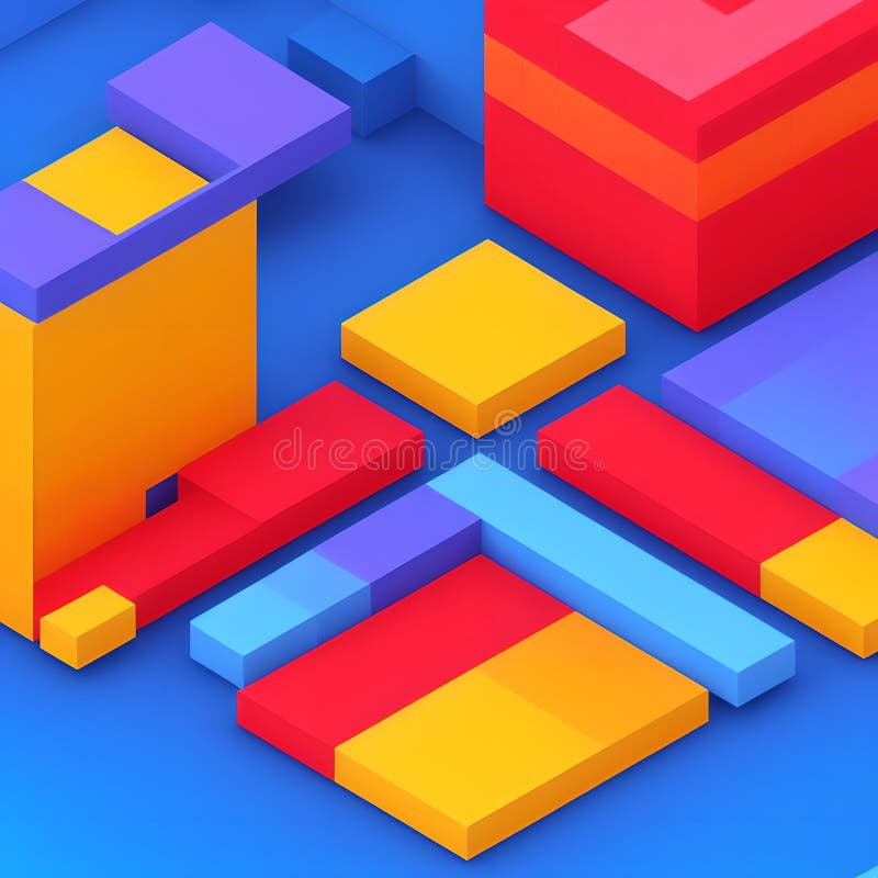 Abstract Mess of Stacked Multi-colored Blocks. Concept Background or ...