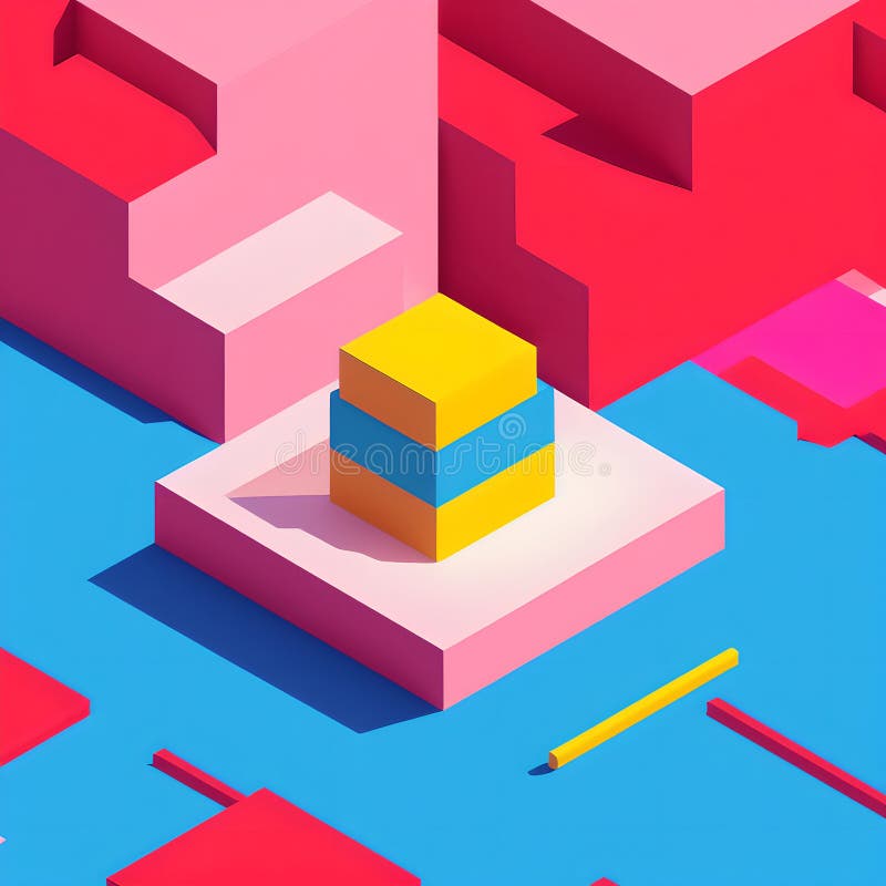 Abstract Mess of Stacked Multi-colored Blocks. Concept Background or ...