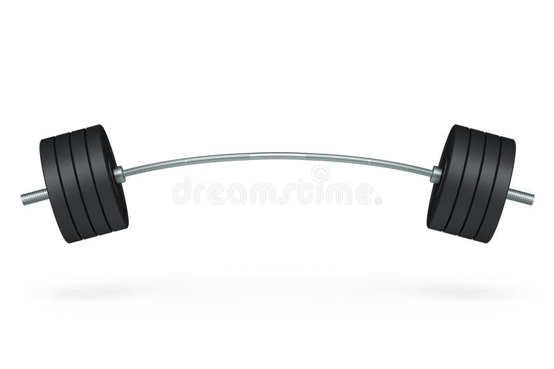 Abstract Metal Barbell with Blue Disks Isolated on White Background ...