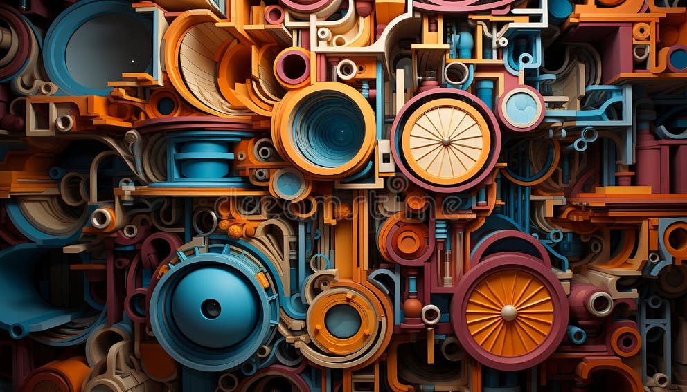 Abstract Metal Circle Design on Modern Machinery Backdrop Generated by ...