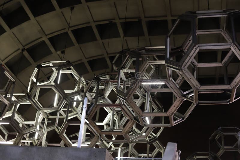 Abstract Metal Constructions in the Form of Cubes with Illumination ...