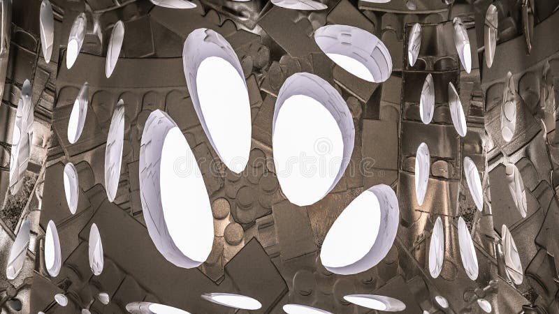 Abstract Metal Cube with Texture and Holes from the Inside. 3d Render ...