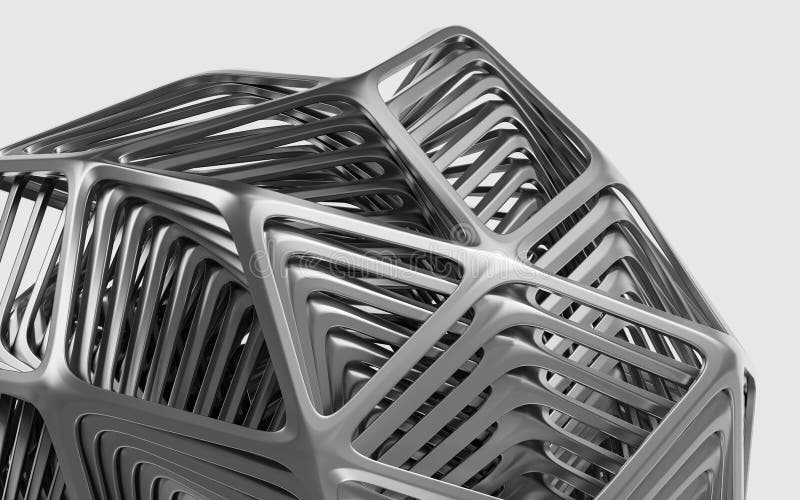 Abstract Metal Frame with White Background, 3d Rendering Stock ...