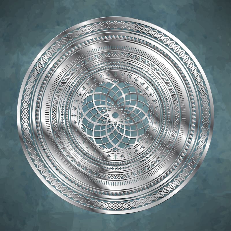 Abstract Metal Geometric Ornament on a Stone Background Stock Vector ...