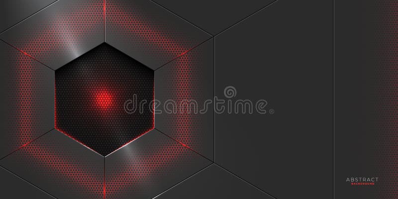 Abstract Metal Hexagonal Hole Shape Background with Red Glowing Effect ...