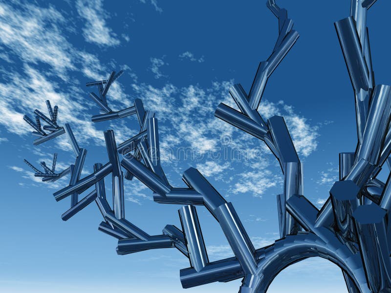 Abstract metal sculpture stock illustration. Illustration of reflection ...