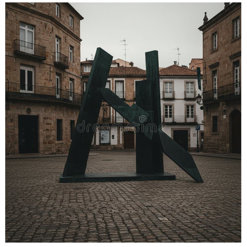 Abstract Metal Sculpture Featuring Angular, Interlocking Elements ...