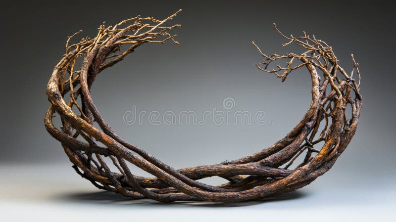 Abstract Metal Sculpture: Twisted Brown Branches in Circular Form Stock ...