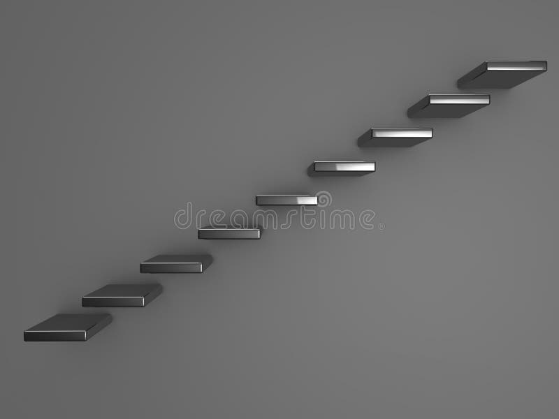 Abstract Metal Stairs or Steps Concept on Grey Wall Stock Illustration ...